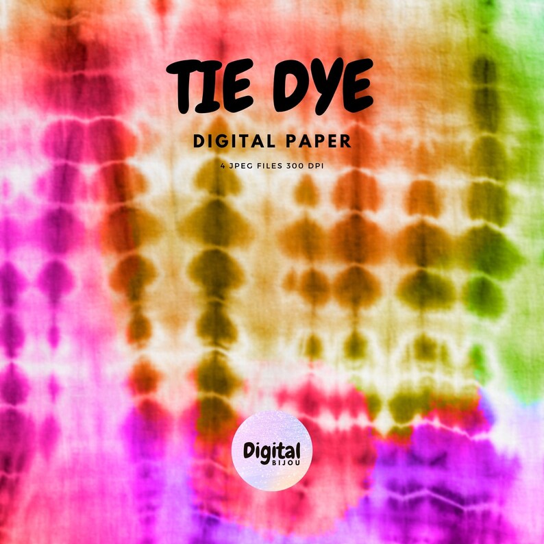 Tie Dye Digital Paper, Groovy Psychedelic Colorful Rainbow Background ...