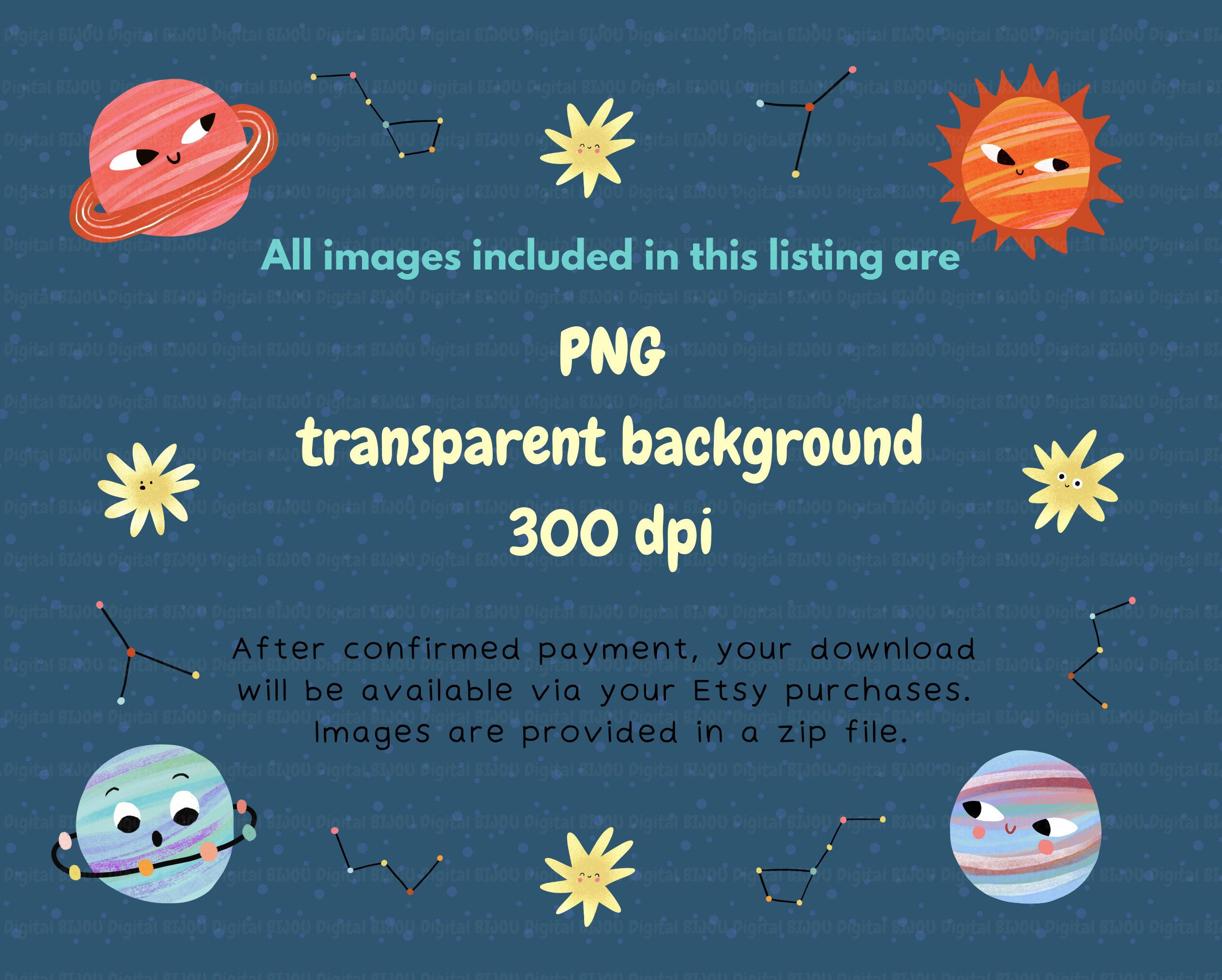 Space Clipart- Cute Planets Clip Art, Kawaii Planets Clipart, Happy ...