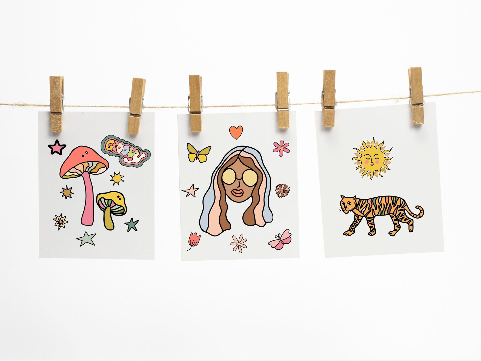 Groovy Hippie Psychedelic Clipart Set 70's Retro Clipart | Etsy