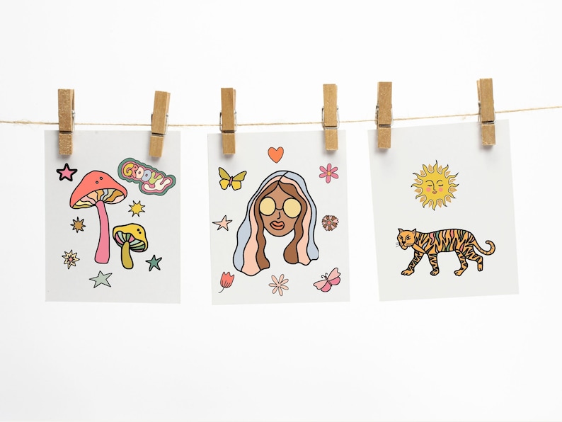 Groovy Hippie Psychedelic Clipart Set 70's Retro Clipart | Etsy