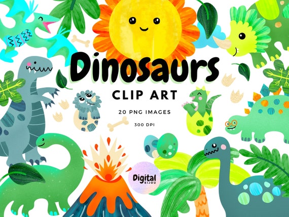Dinosaurs Clipart Baby Dinosaur PNG Cute Jurassic Clip - Etsy