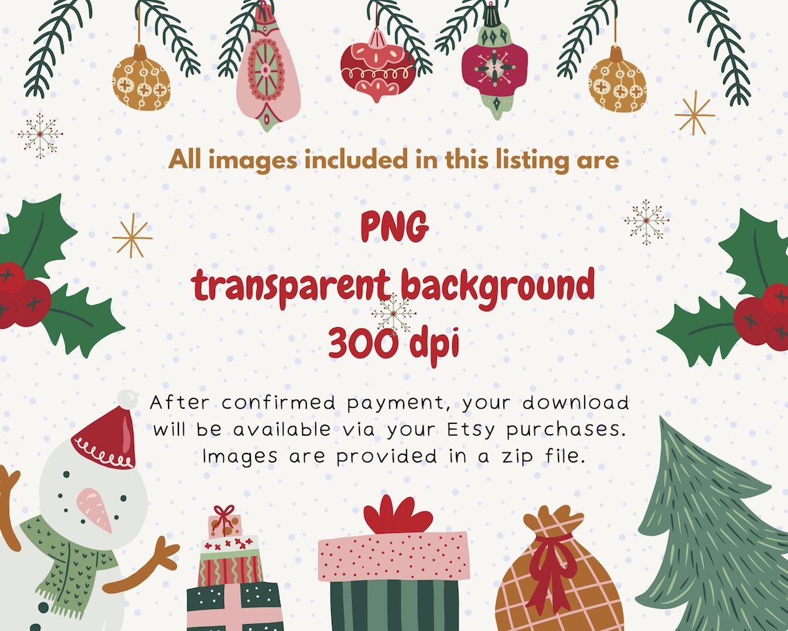 Cozy Christmas Clipart Festive Illustrations, Printable Digital Clipart ...