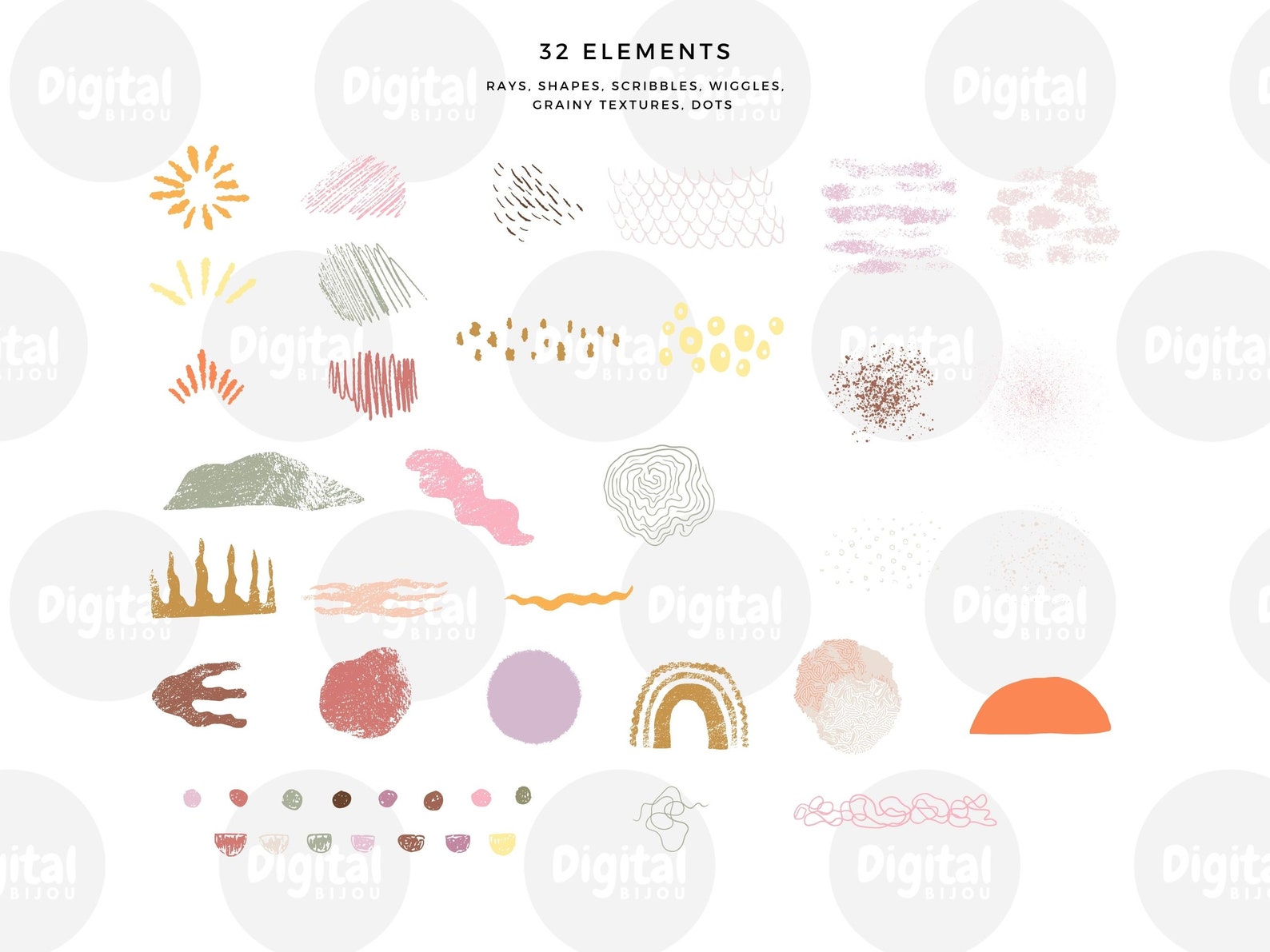 Boho Clipart, Abstract Boho Elements, Modern Boho Collage, Abstract ...