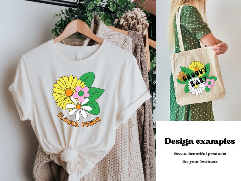 Retro Daisy Clipart, 70s Clipart, Flower Power Hippie Clipart, Groovy ...