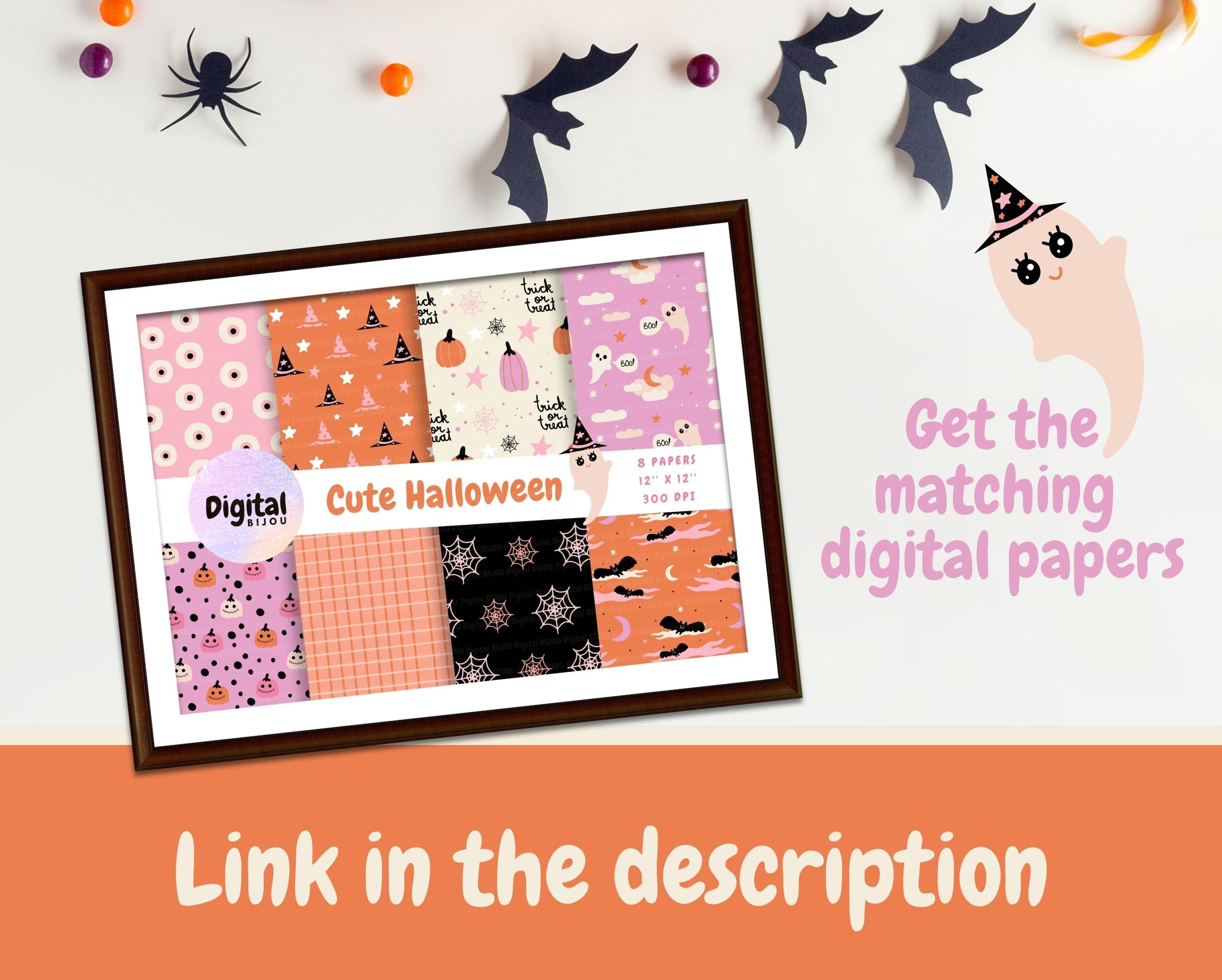 Cute Halloween Clipart- Pink Ghosts, Halloween Pumpkins, Bats, Spider ...