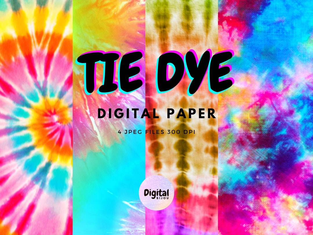 Tie Dye Digital Paper, Groovy Psychedelic Colorful Rainbow Background ...