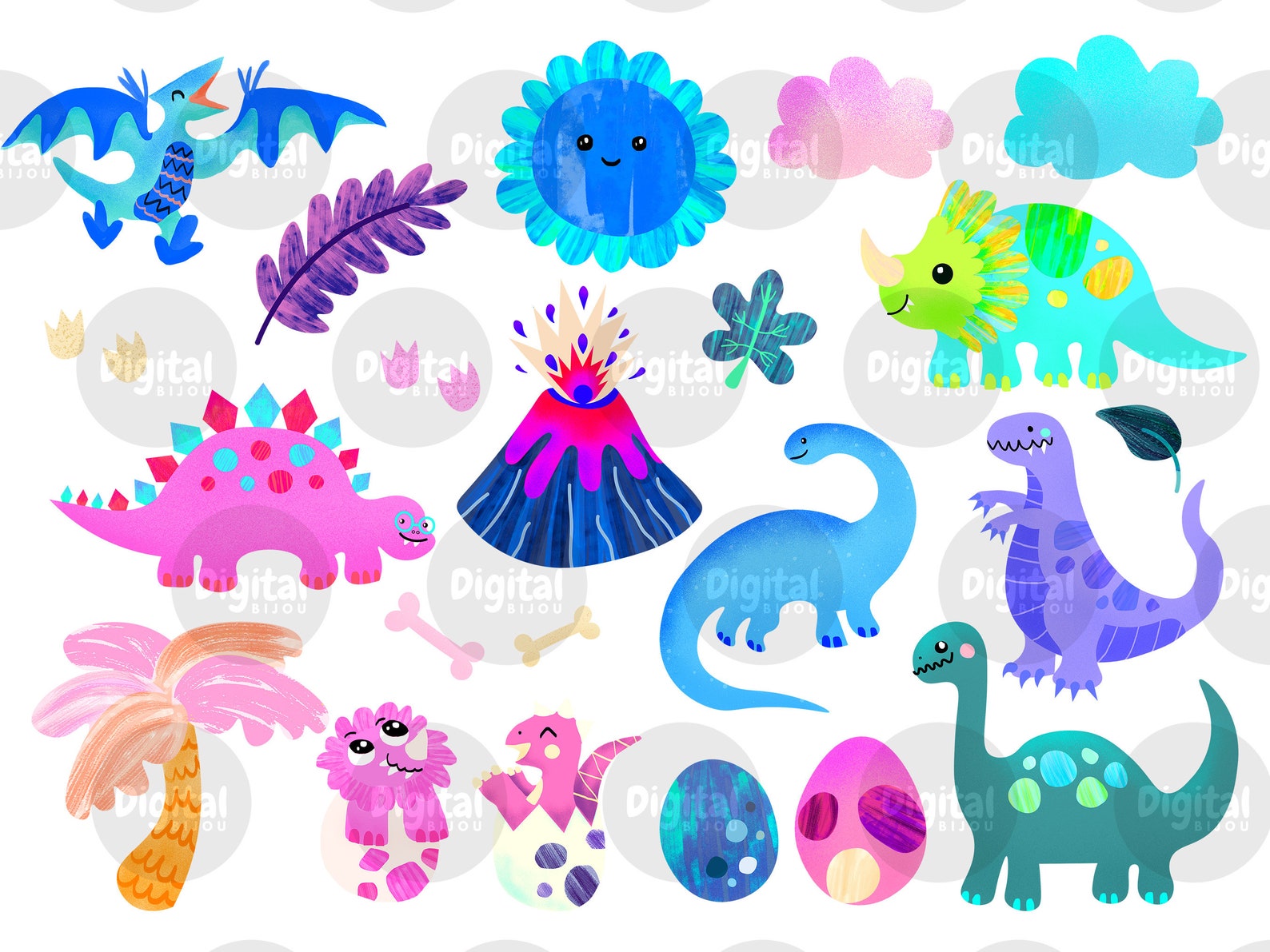 Dinosaurs Clipart Baby Dinosaur PNG Cute Jurassic Clip - Etsy