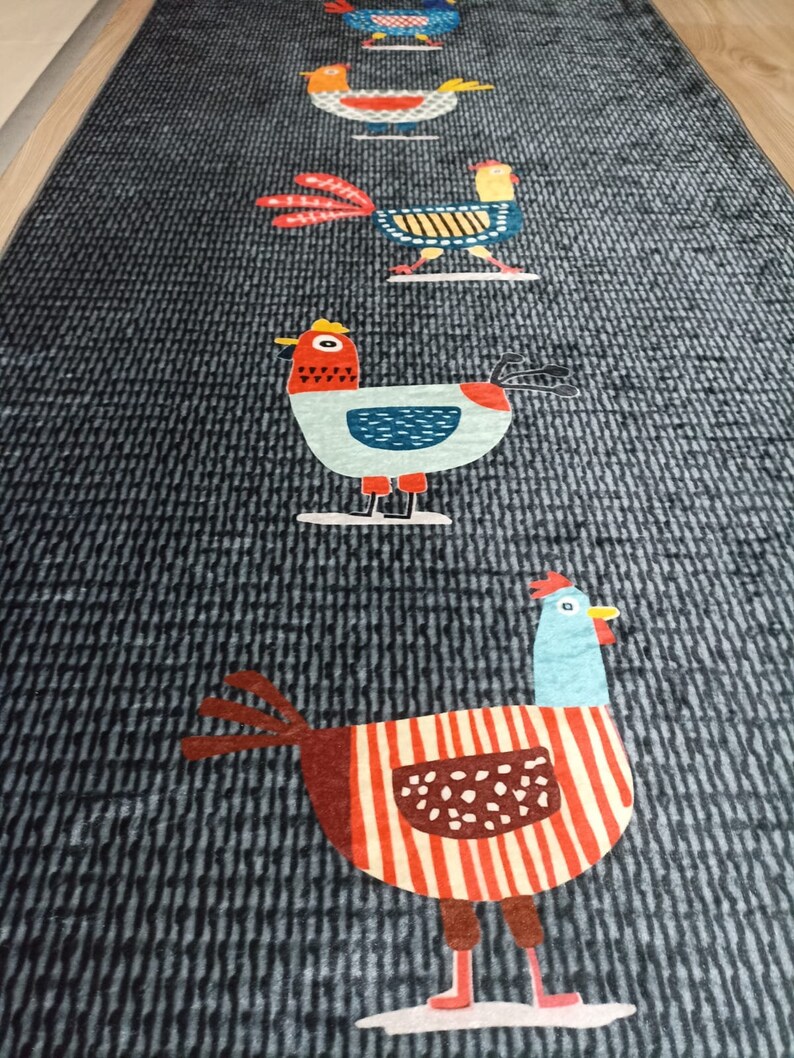 Chickens Themed Kitchen Rug - Machine Washable Kitchen Mat - Decorative ...