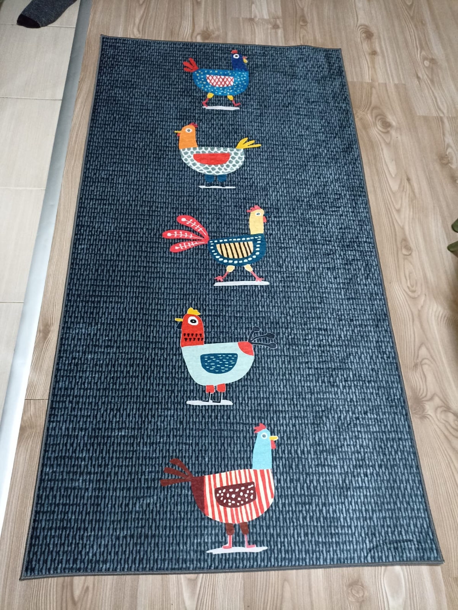 Chickens Themed Kitchen Rug - Machine Washable Kitchen Mat - Decorative ...
