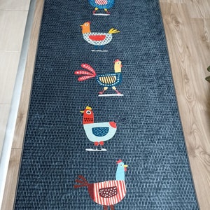 Chickens Themed Kitchen Rug - Machine Washable Kitchen Mat - Decorative ...