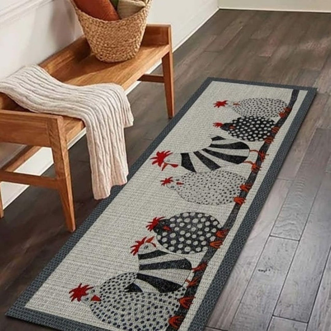Chickens Themed Kitchen Rug - Machine Washable Kitchen Mat - Decorative ...