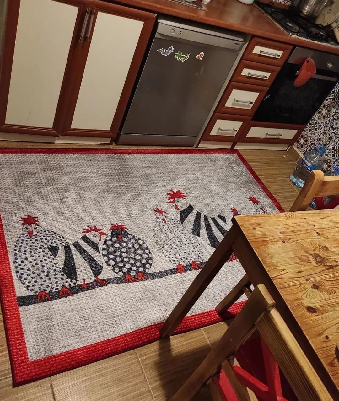 Chickens Themed Kitchen Rug - Machine Washable Kitchen Mat - Decorative ...