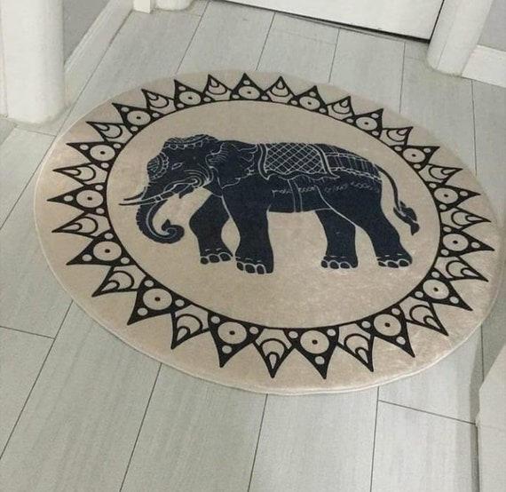 Elephant Pattern Hallway Carpet /machine Washable Rug /non - Etsy