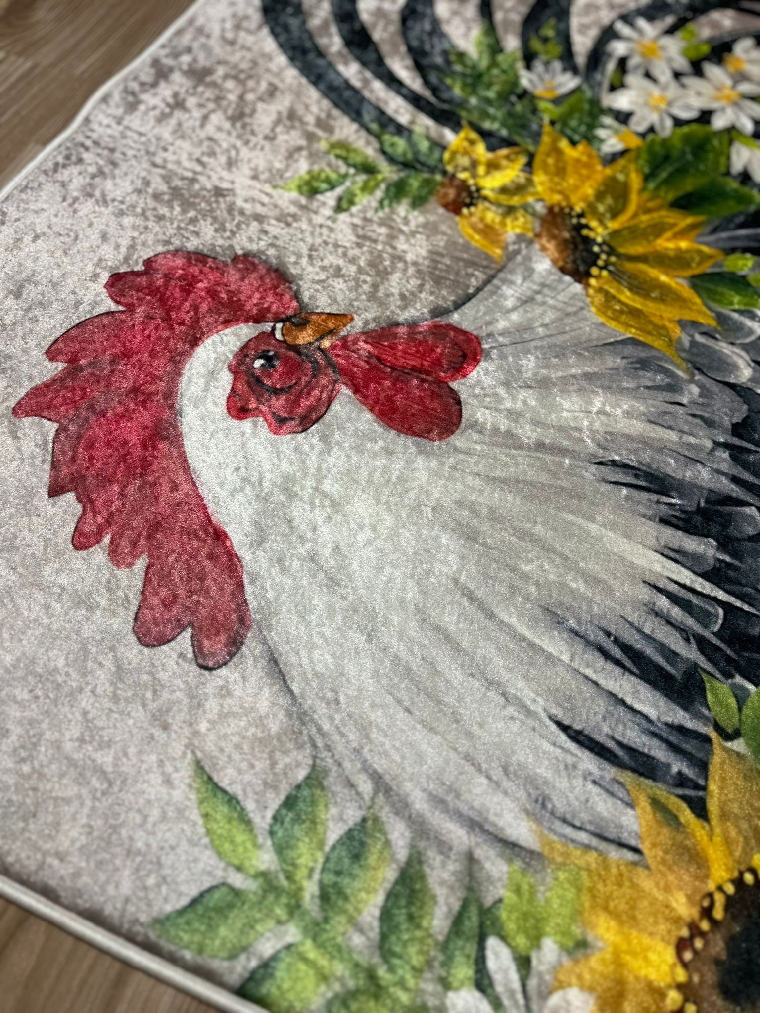 Cockerel Themed Kitchen Rug - Machine Washable Kitchen Mat - Decorative ...