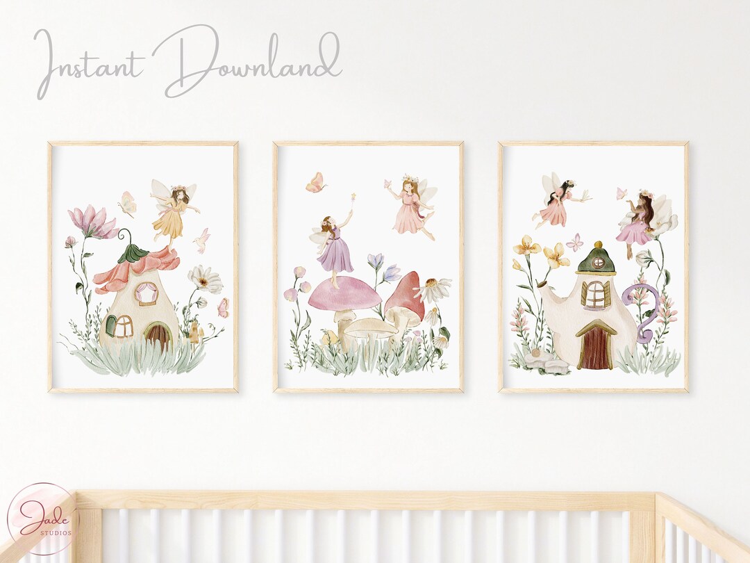 Set of 3 Fairy Garden Prints Kids Fairy Prints Nursery Wall - Etsy