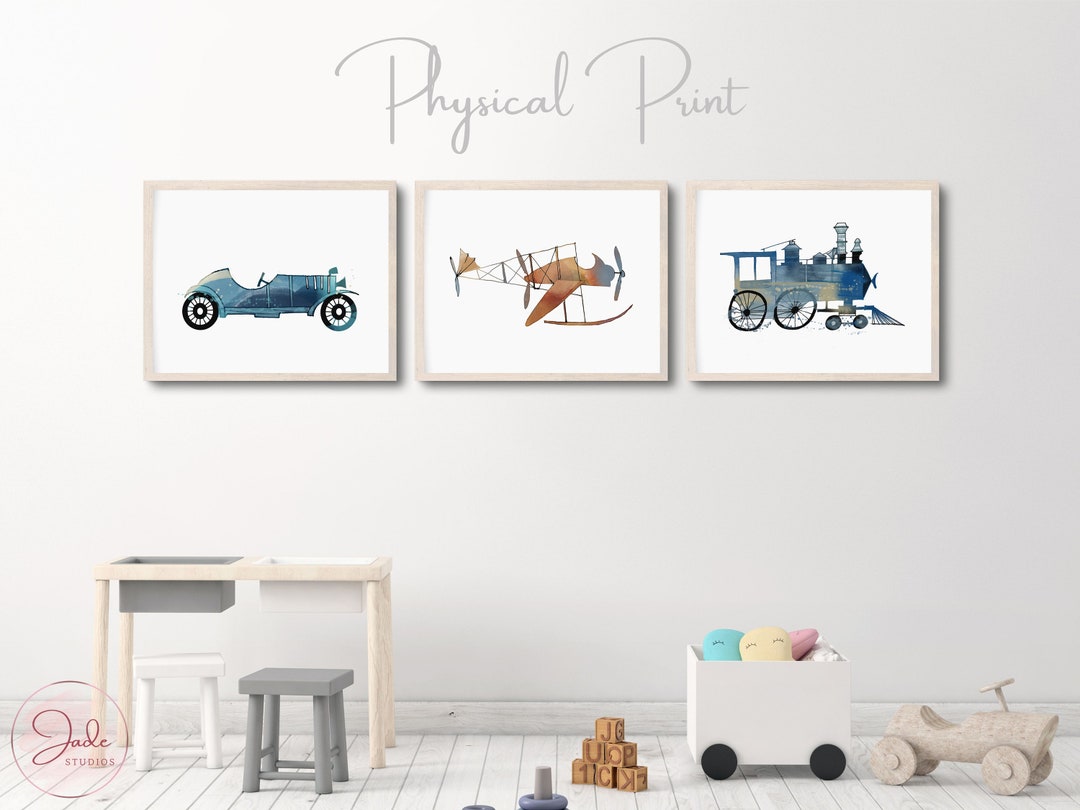 Set of 3 Retro Vintage Transport Vehicle Prints, Nursery Transport ...