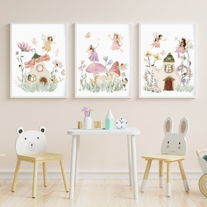 Set of 3 Fairy Garden Prints, Kids Fairy Prints, Nursery Wall Art ...