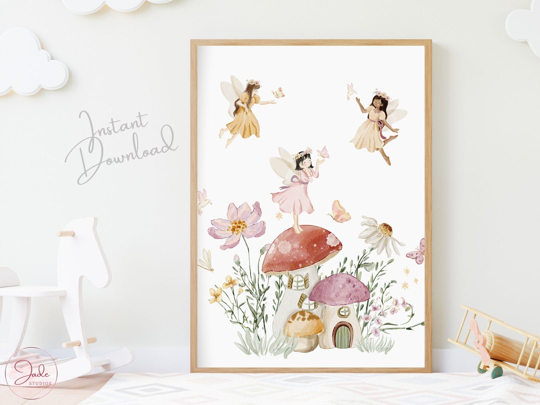 Fairy Garden Print, Kids Fairy Prints, Nursery Wall Art, Nursery Fairy ...