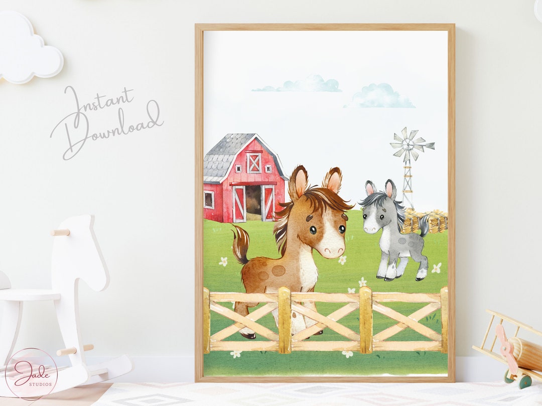 Farm Animal Print, Nursery Wall Art, Nursery Farm Decor, Barnyard ...