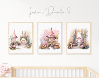 Set of 3 Fairy Garden Prints, Kids Fairy Prints, Nursery Wall Art ...