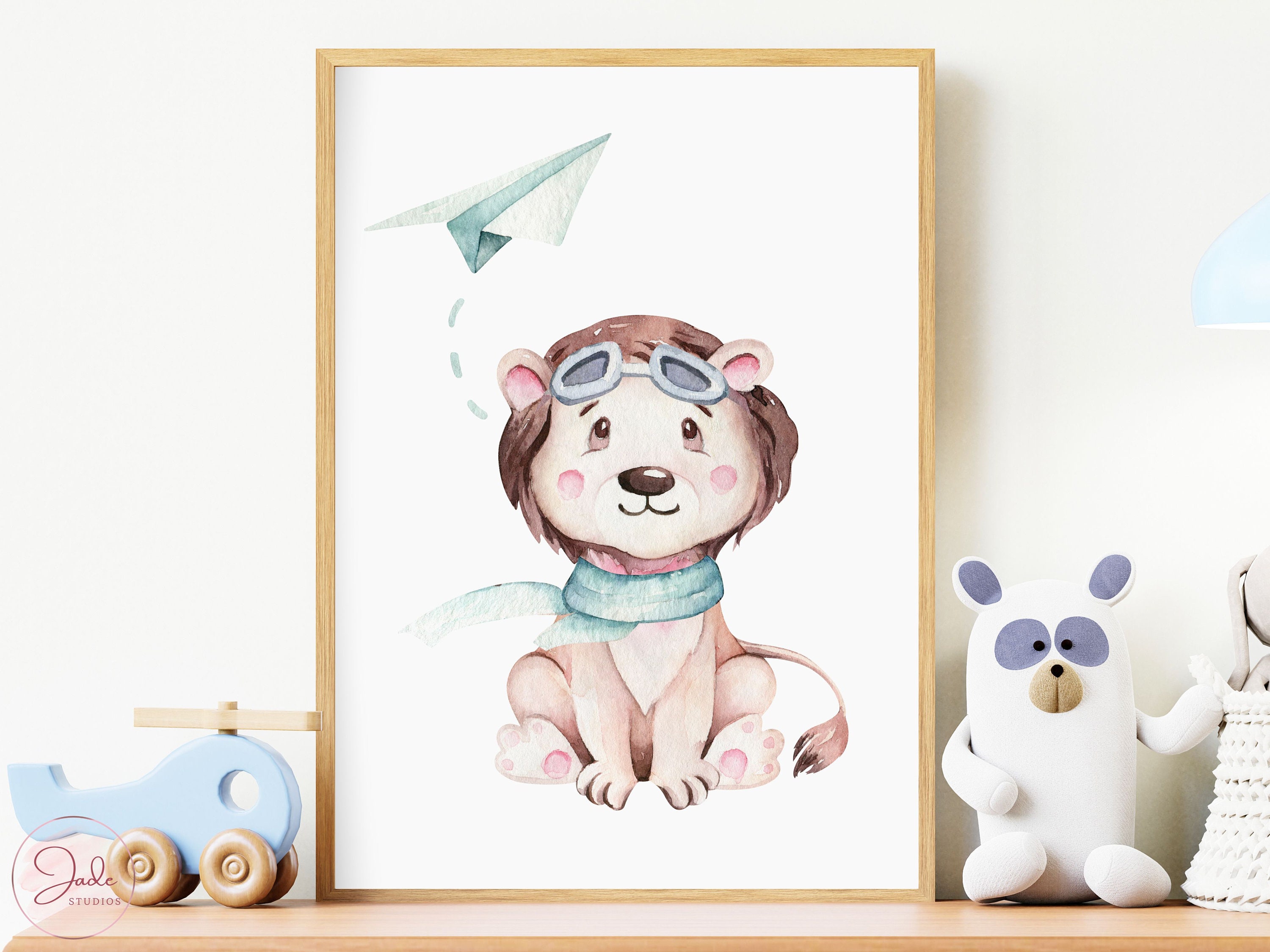 Safari Lion Pilot Print Airplane Theme Prints Travel Theme - Etsy