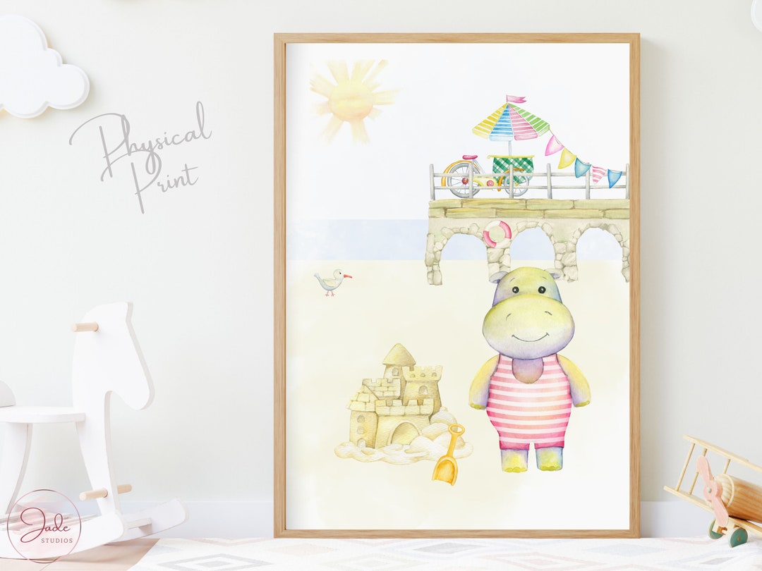 Nursery Beach Print, Kids Beach Print, New Baby Gifts, Beach Pavilion ...