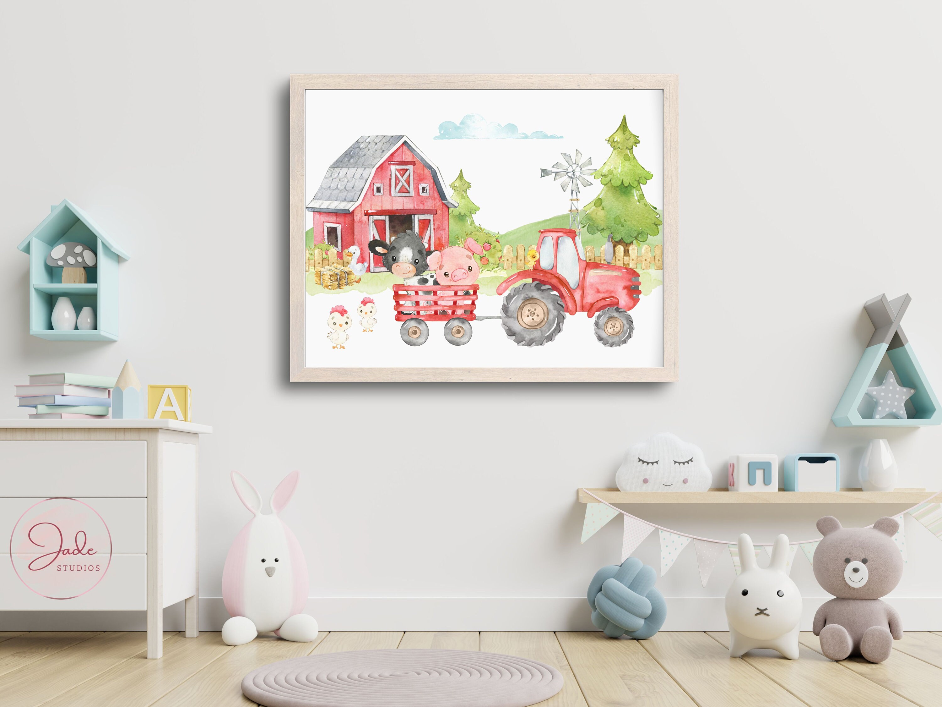 Farm Animal Prints, Nursery Wall Art, Nursery Farm Decor, Barnyard Nursery Prints, Farm Scene ...