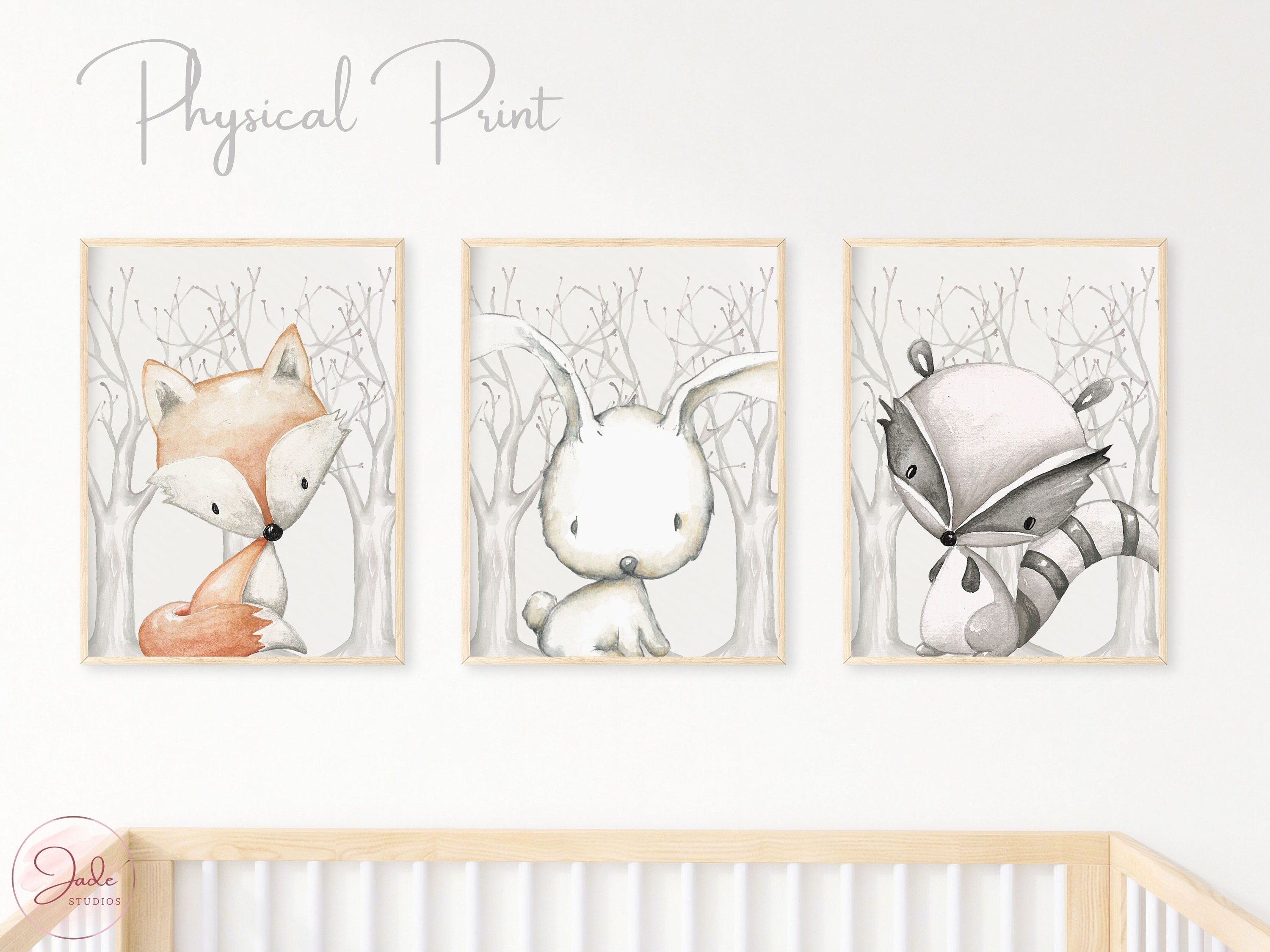Set of 3 Winter Woodland Animals, Nursery Wall Art, Woodlands Wall Art ...