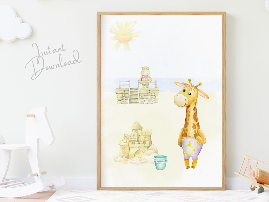 Nursery Beach Print, Kids Beach Print, New Baby Gifts, Sandcastle ...