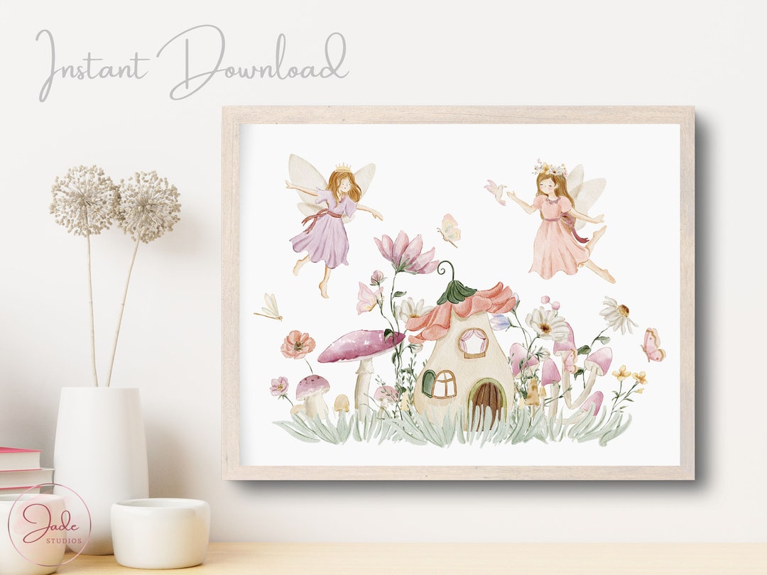 Fairy Garden Print, Kids Fairy Prints, Nursery Wall Art, Nursery Fairy ...