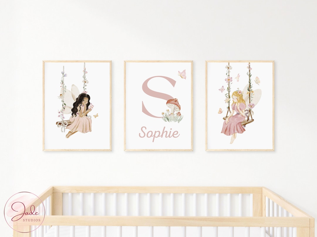 Set of 3 Personalised Fairy Print, Nursery Fairy Prints, Fairies on ...