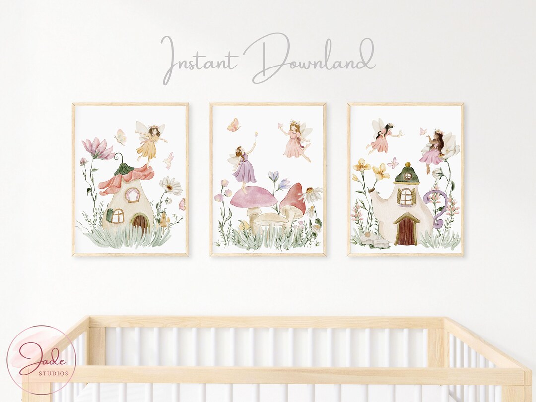 Set of 3 Fairy Garden Prints, Kids Fairy Prints, Nursery Wall Art ...