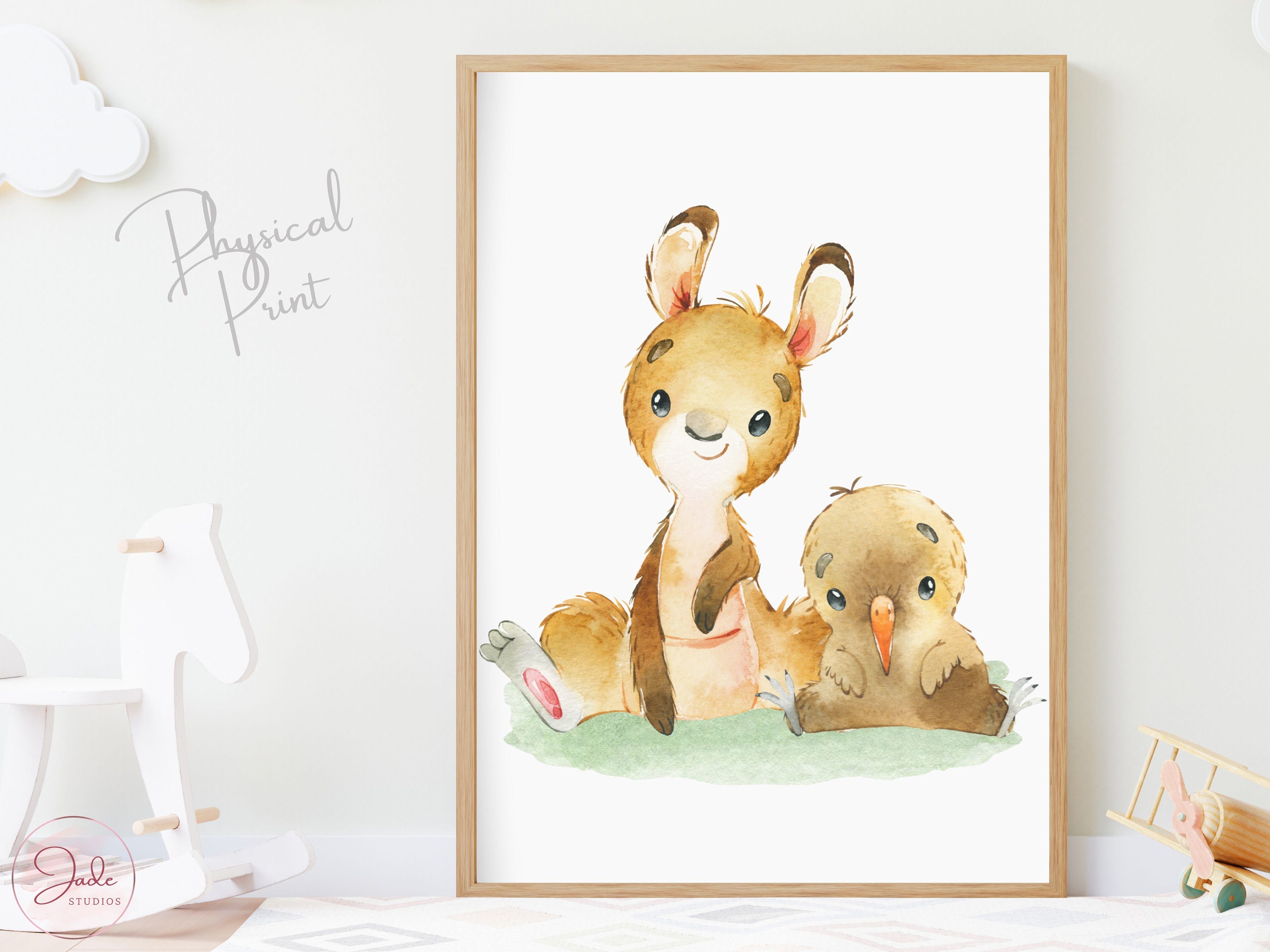 Kiwi and Kangaroo Print, Gender Neutral Kids Prints, Nursery Wall Art ...