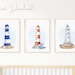 Set of 3 Nautical Lighthouse Prints, Nursery Nautical Theme, Baby Boy Nursery Decor, Baby Gifts ...