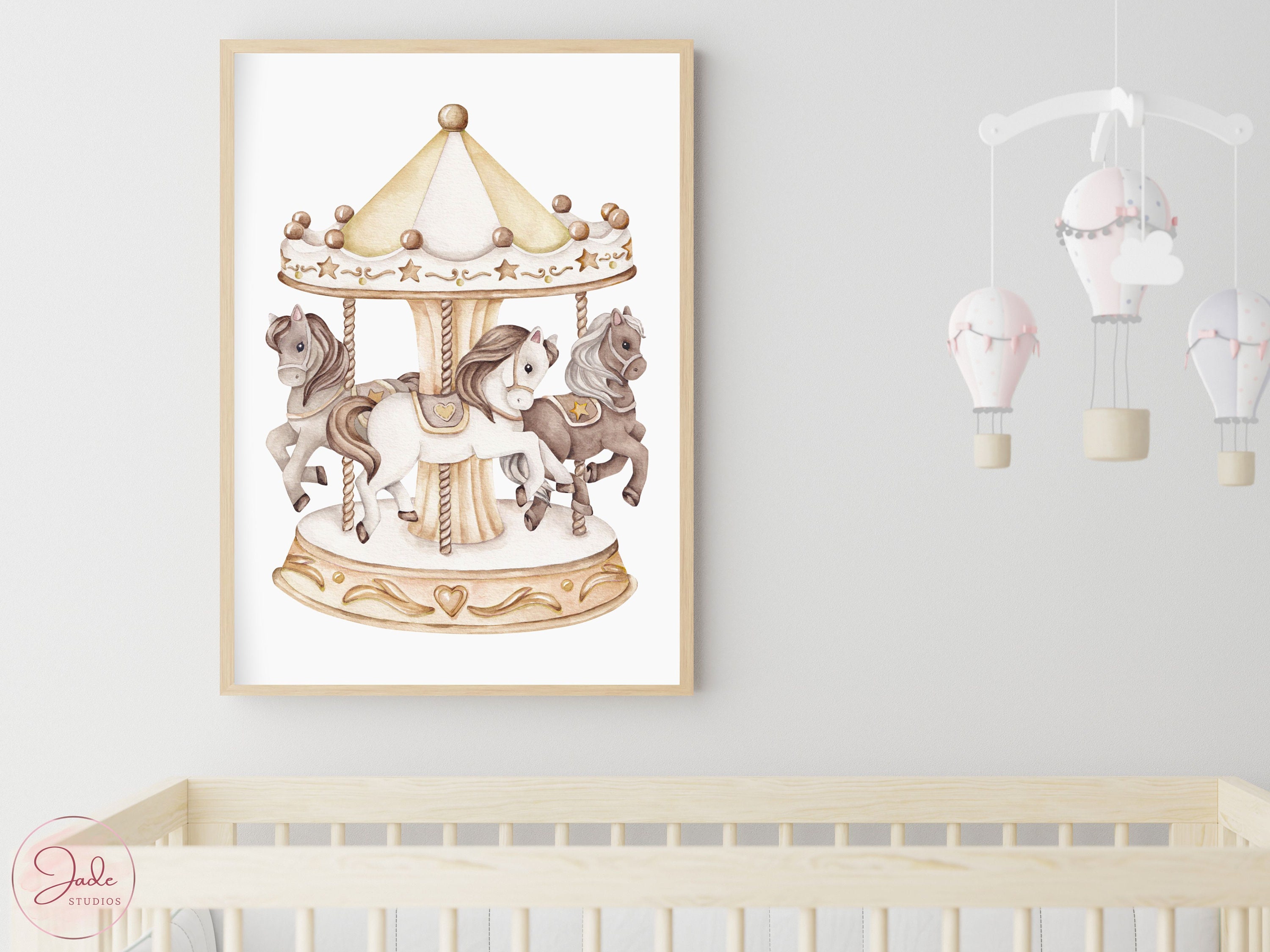 Nursery Yellow Carousel Print Nursery Wall Art Carousel - Etsy