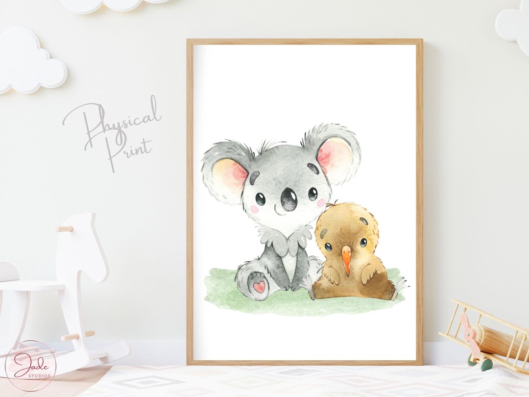 Kiwi and Koala Print, Gender Neutral Kids Prints, Nursery Wall Art ...
