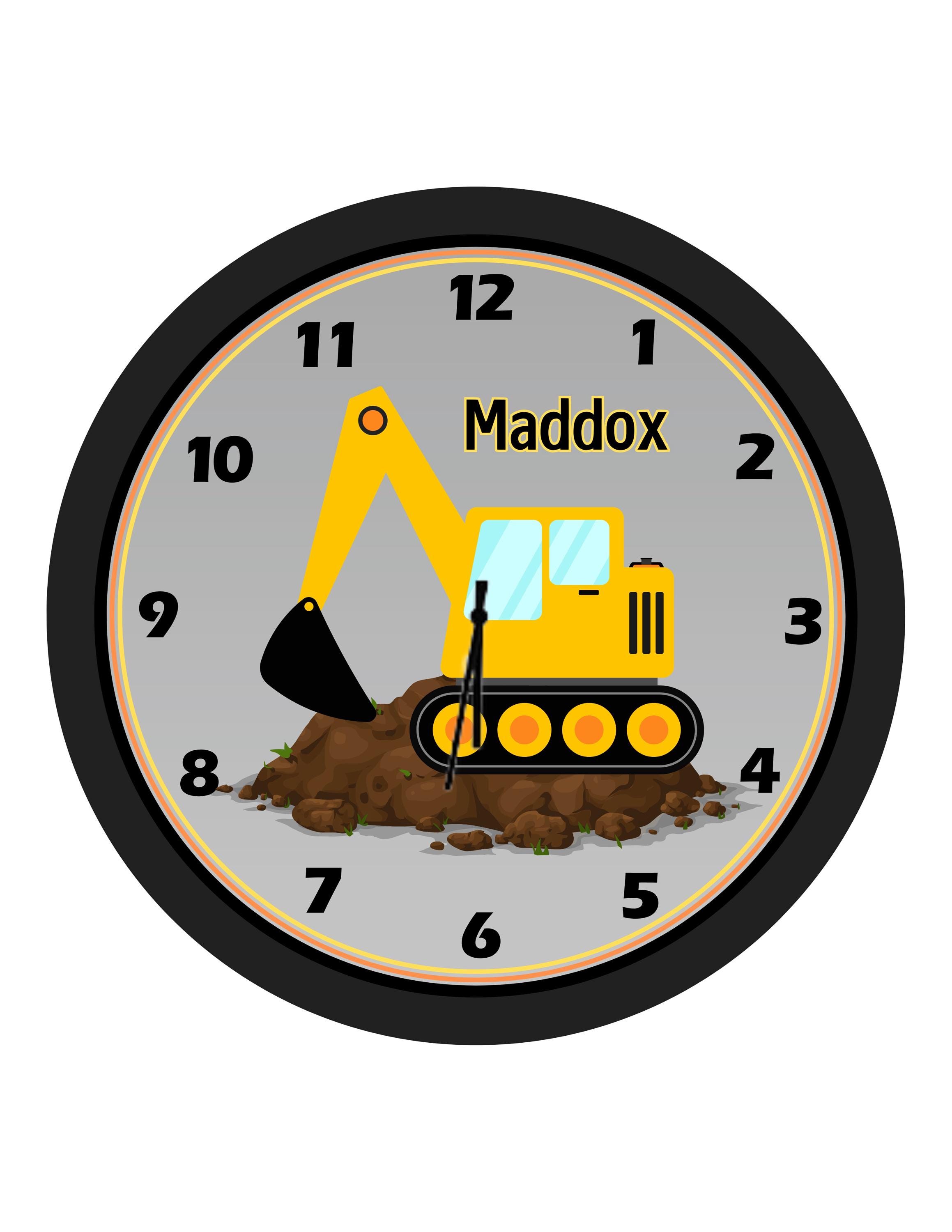 Personalized Excavator Clock - Kids Room - Etsy