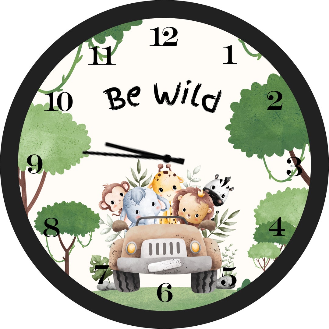 Personalized Safari Animal Wall Clock - Nursery - Etsy