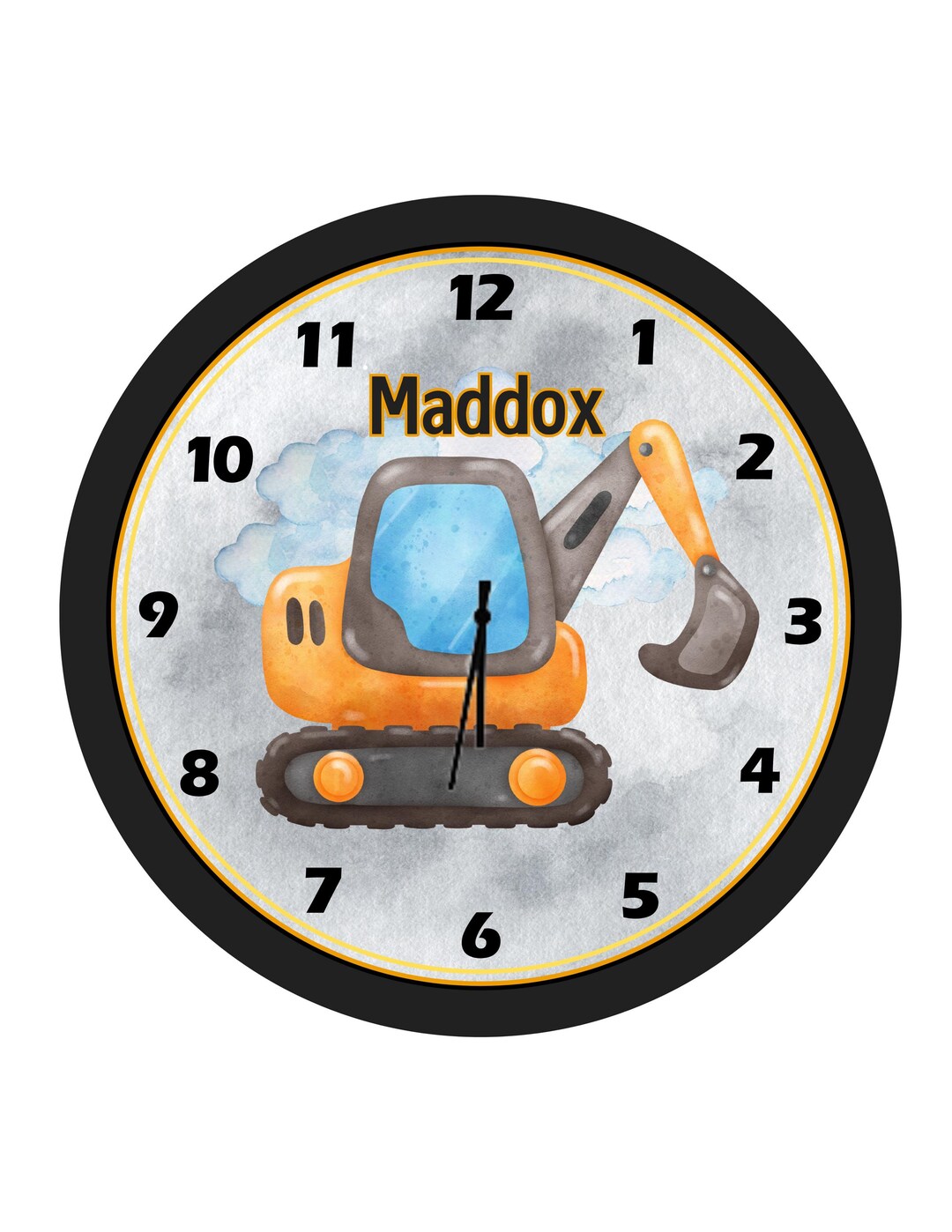 Personalized Excavator Clock - Kids Room, Construction Vehicle - Etsy