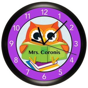 Personalized Owl Wall Clock - Teacher Classroom - Etsy