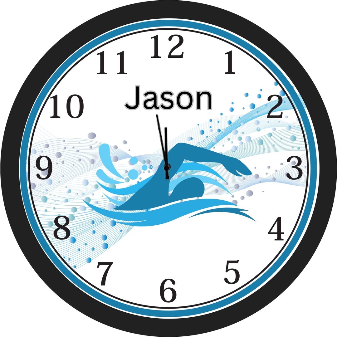 Personalized Swimming Wall Clock - Water Sport - Etsy