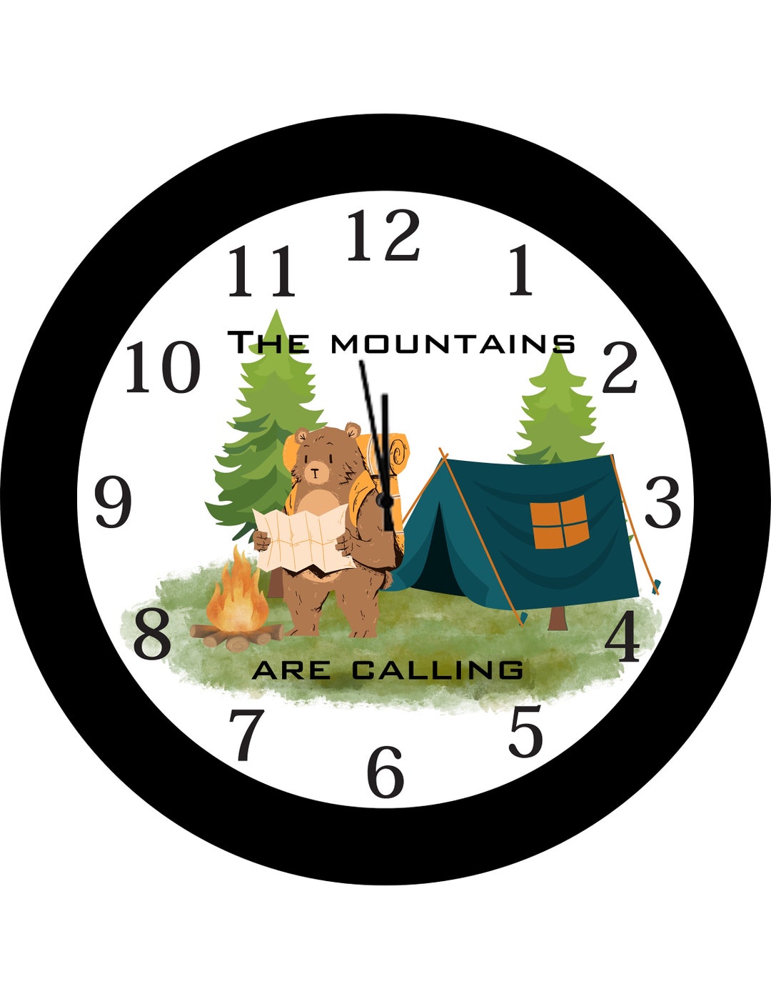 Personalized Camping Wall Clock - Mountains - Etsy