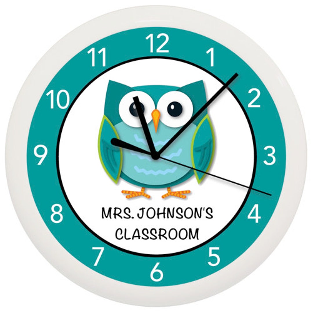 Personalized Owl Wall Clock - Teacher Classroom - Etsy