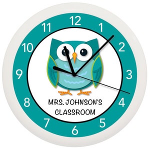 Personalized Owl Wall Clock - Teacher Classroom - Etsy