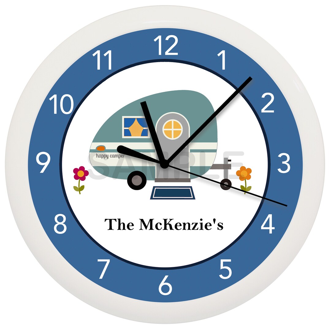Personalized Happy Camper Camping Wall Clock - Etsy