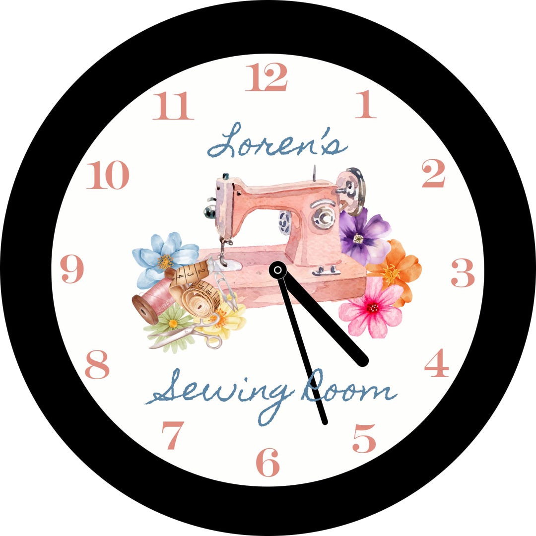 Personalized Pink Sewing Room Wall Clock - Etsy