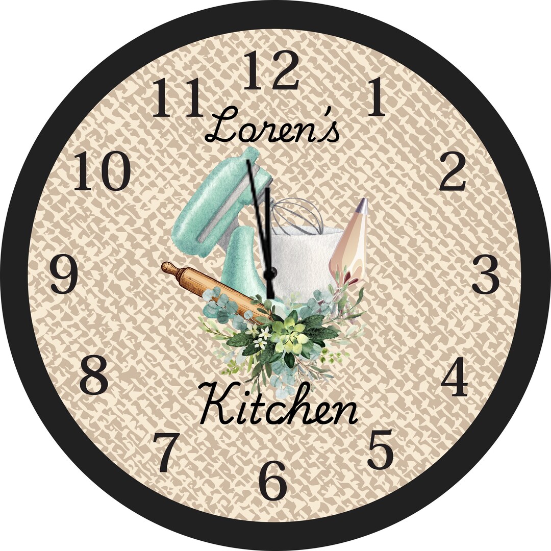 Personalized Kitchen Wall Clock - Stand Mixer - Etsy