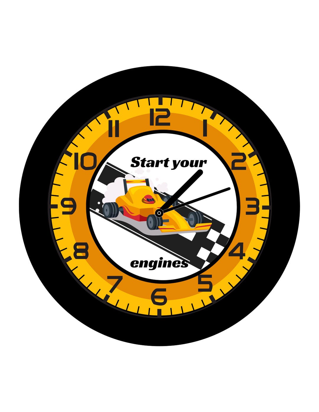 Personalized Formula 1 Race Car Wall Clock - Yellow Formula 1 Race Car ...