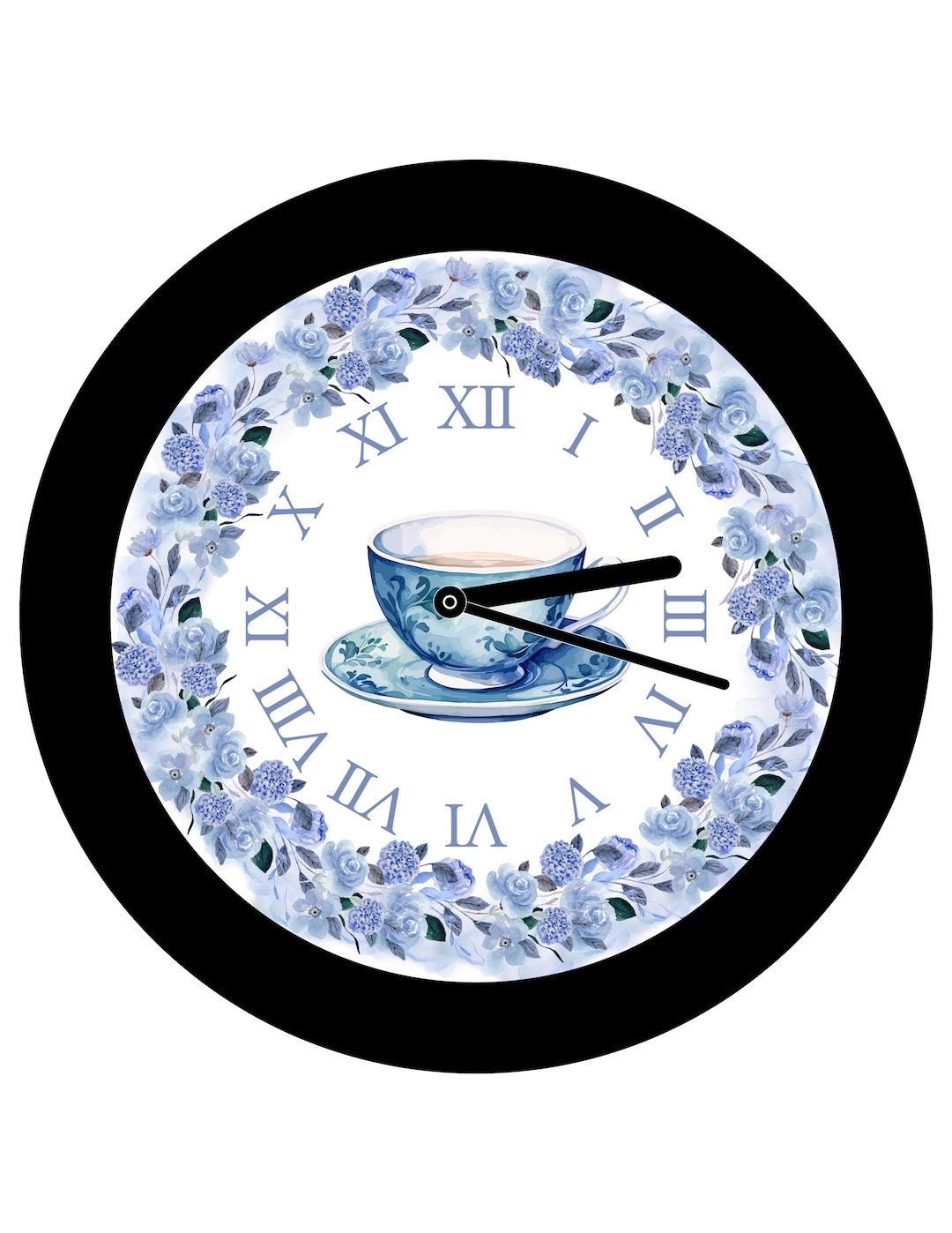 Personalized Tea Cup Flow Blue Clock - Etsy