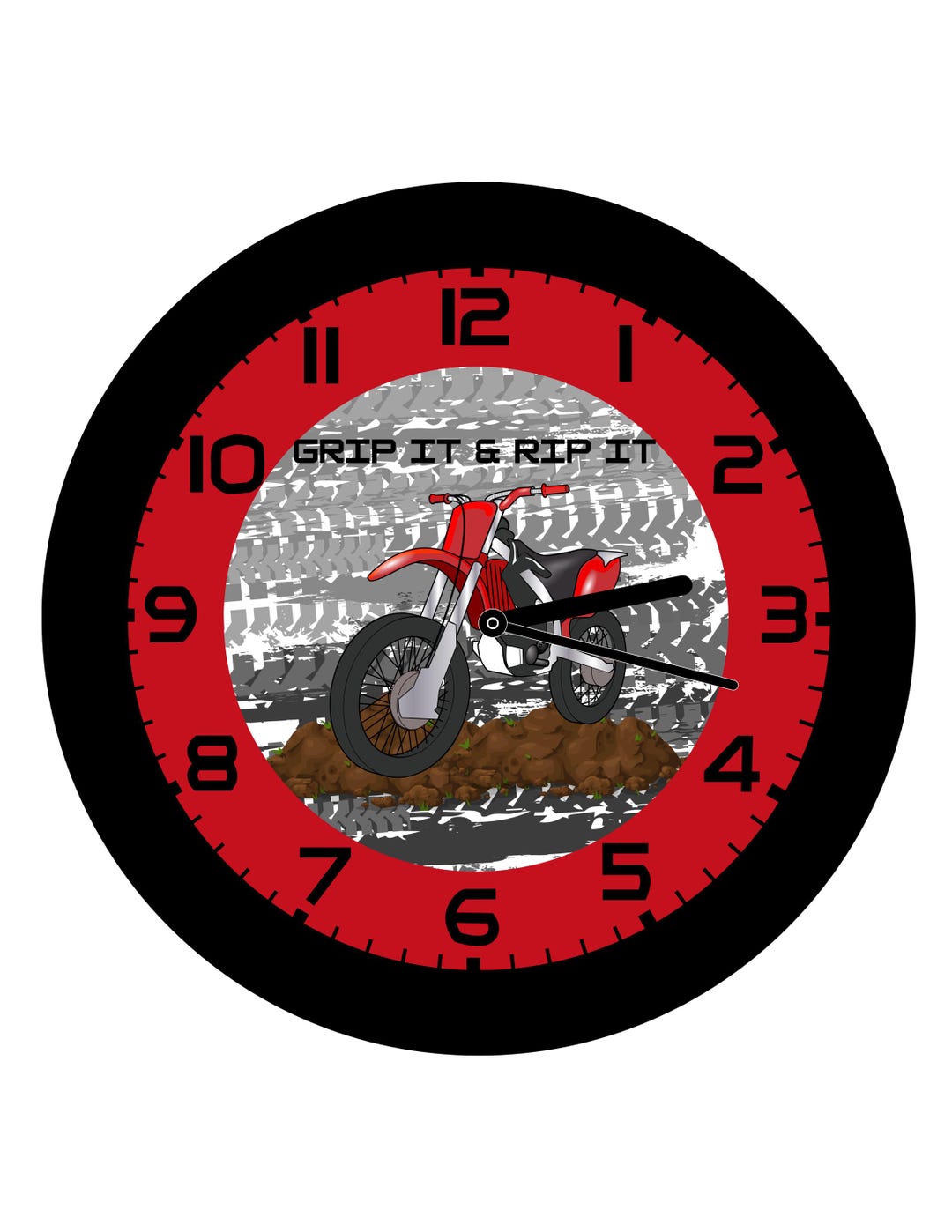 Personalized Red Dirt Bike Wall Clock - Motocross Clock, Supermoto ...